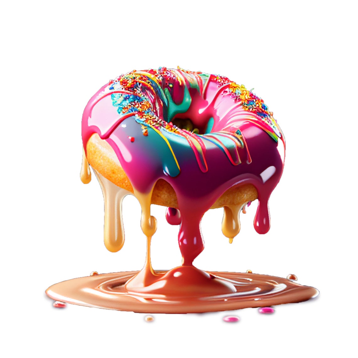 Drippy Donut With White Background - Etsy