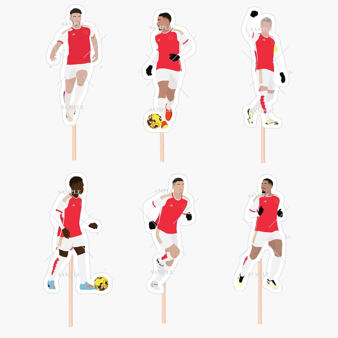Arsenal Cupcake Toppers Set saliba, Jesus, Saka, Havertz, Odegaard ...