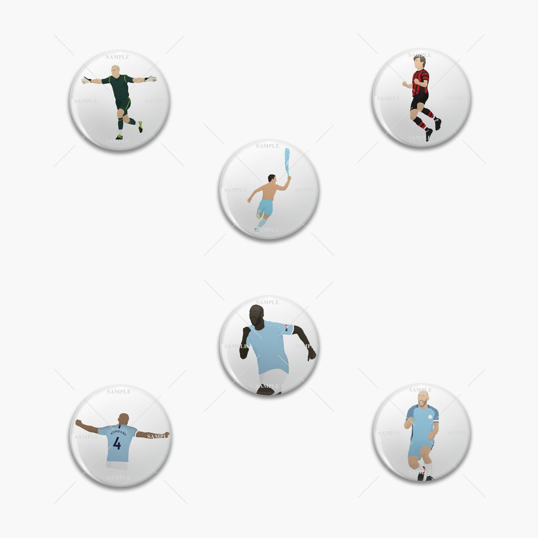 Man City Icons Players Pin Badges/buttons Including Kompany, Yaya Toure ...