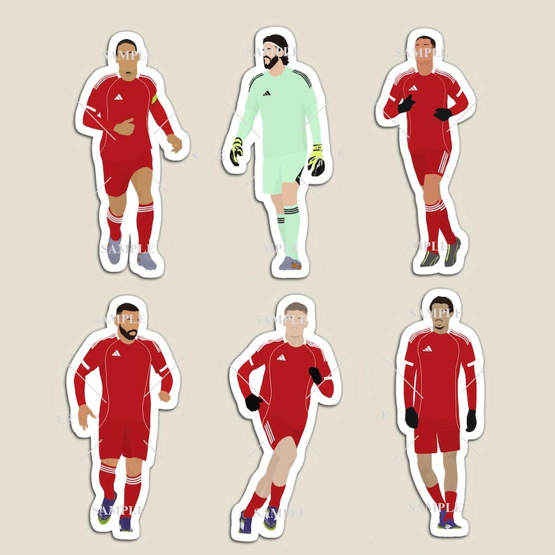Liverpool Stickers or Magnets (salah, Van Dijk, Ekitike, Gakpo, Alisson ...