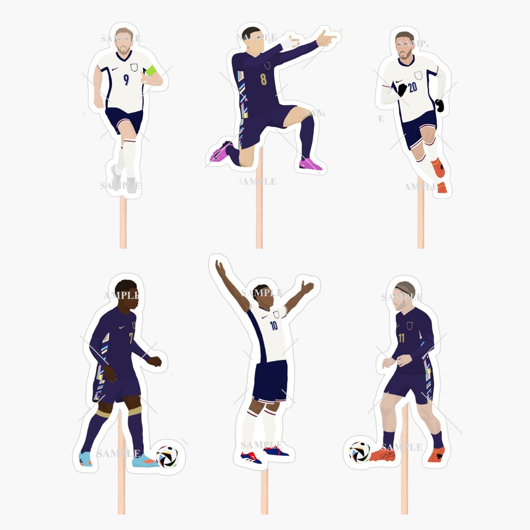 England Men's 2024 Cupcake Toppers Set bellingham, Grealish, Kane, Saka ...