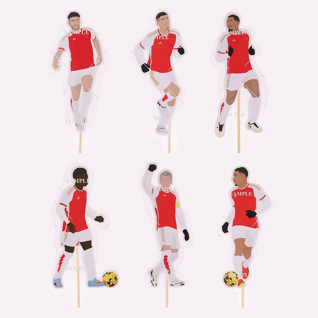 Arsenal Cupcake Toppers (saliba, Jesus, Saka, Havertz, Odegaard & Rice ...