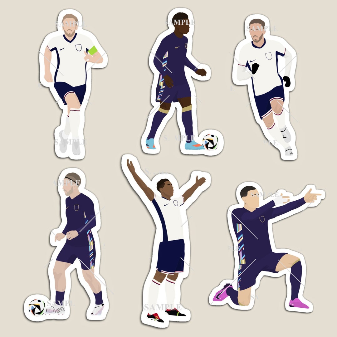 England Men's Euro 2024 Stickers or Magnets Set bellingham, Grealish ...