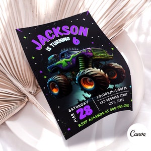 Editable Monster Truck Birthday Invitation Template Printable - Etsy