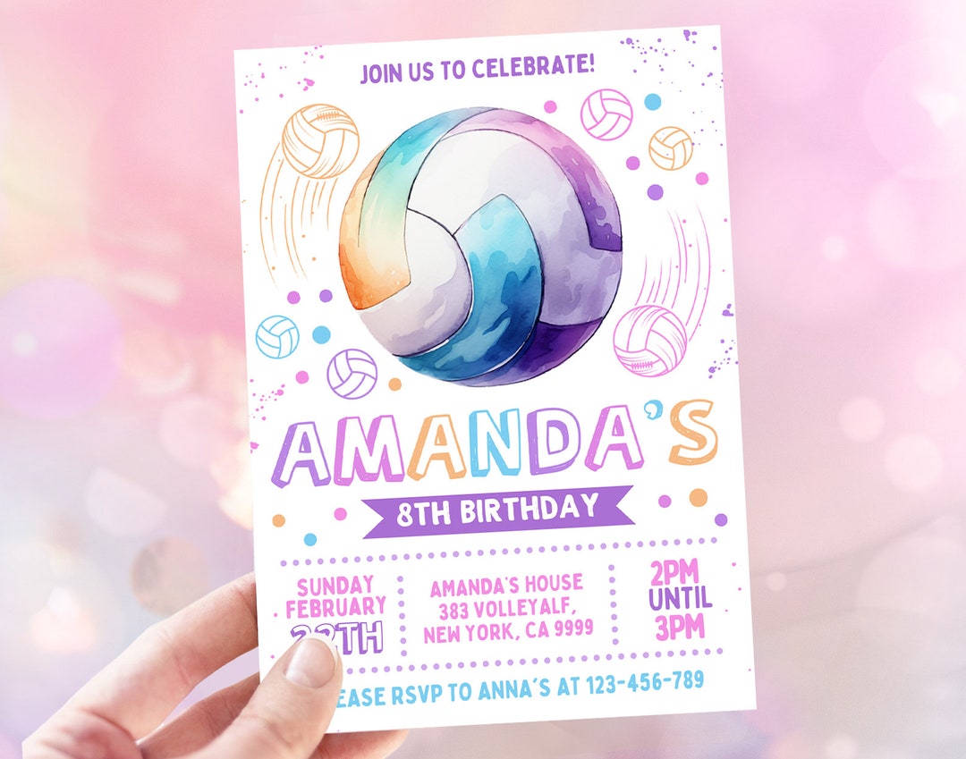 Volleyball Birthday Invitation, Volleyball Party Invite, Volleyball ...