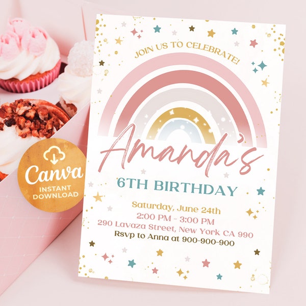 Rainbow Invitation - Etsy
