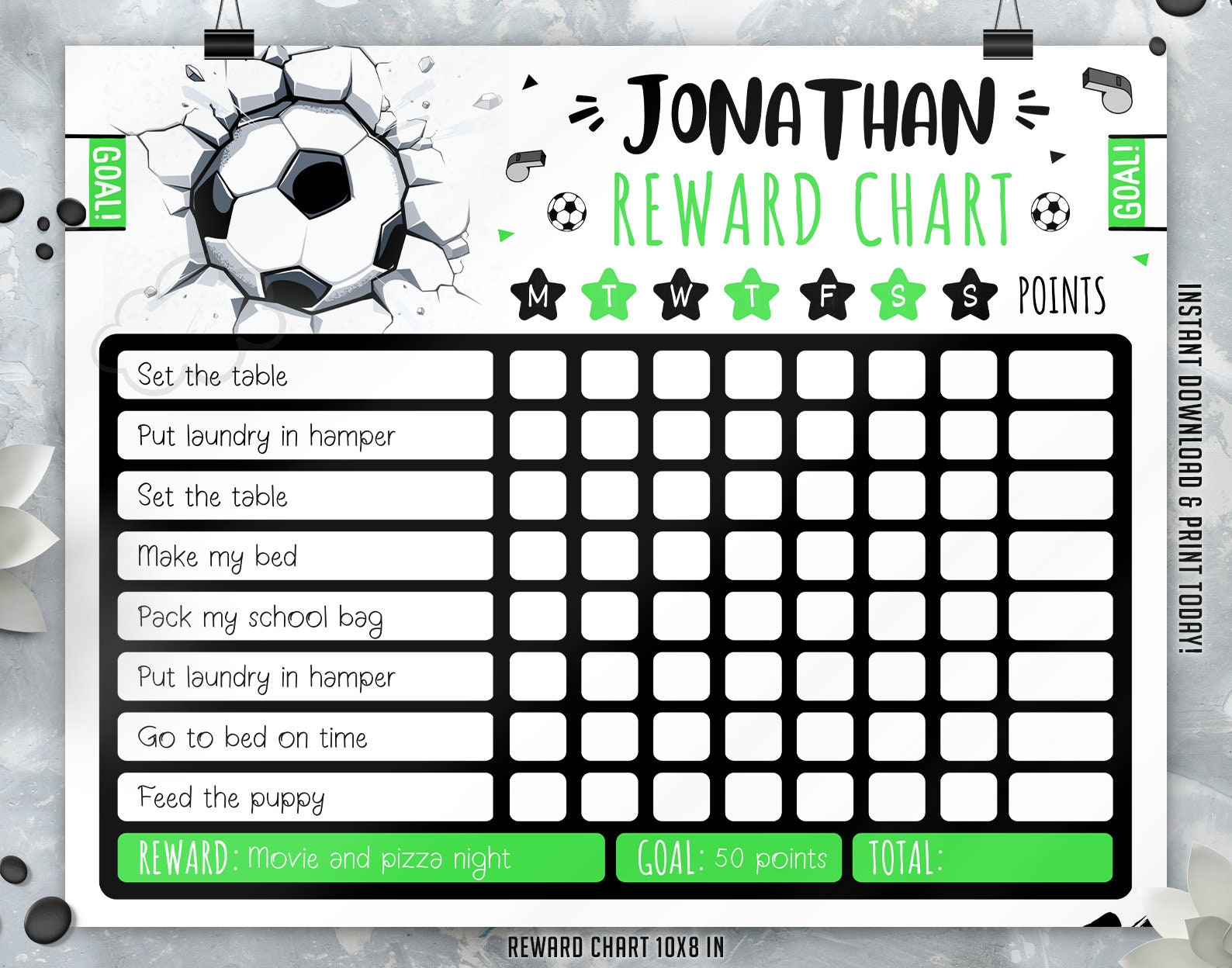 EDITABLE Soccer Reward Chart, Soccer Behavior Chart, Chore Chart ...