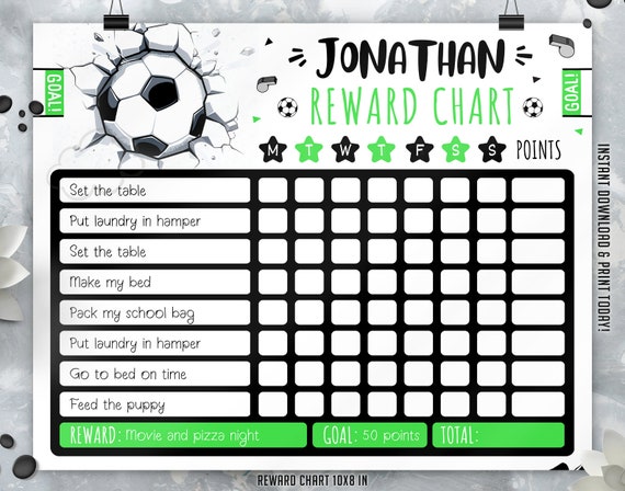 EDITABLE Soccer Reward Chart, Soccer Behavior Chart, Chore Chart ...