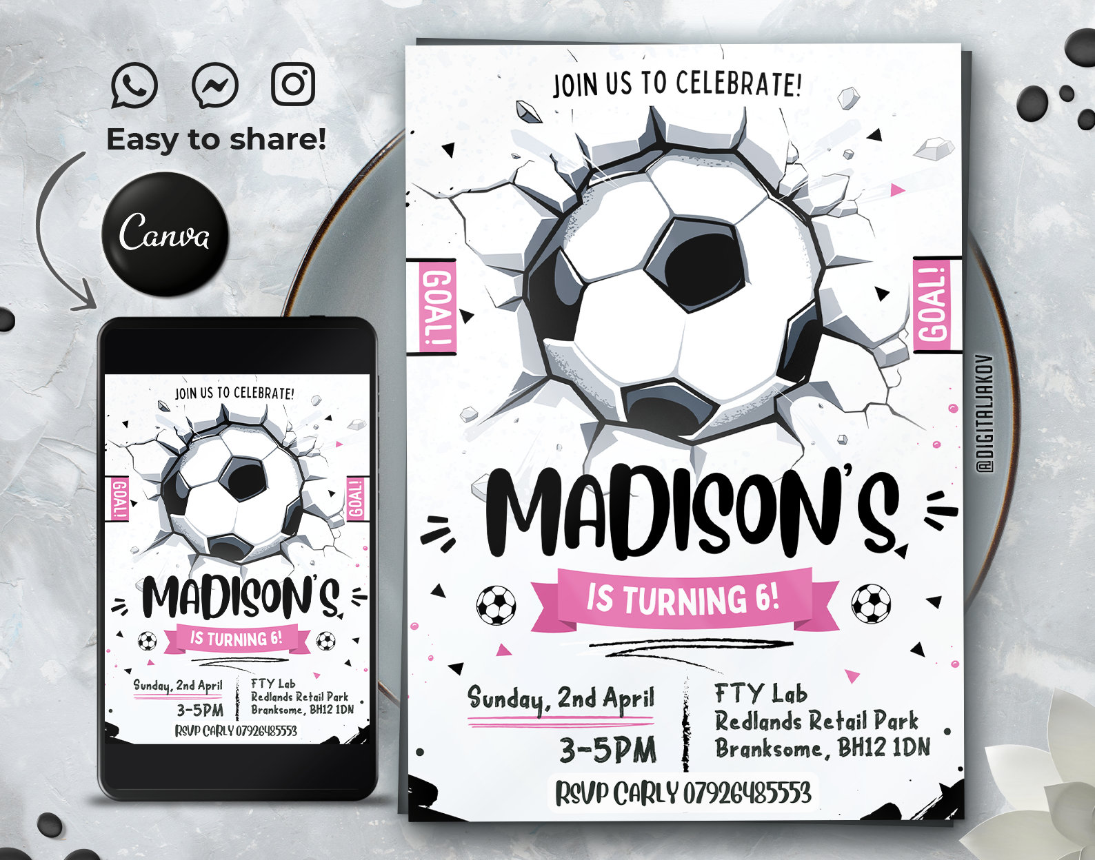 Plantilla editable de invitación de cumpleaños de fútbol para - Etsy México