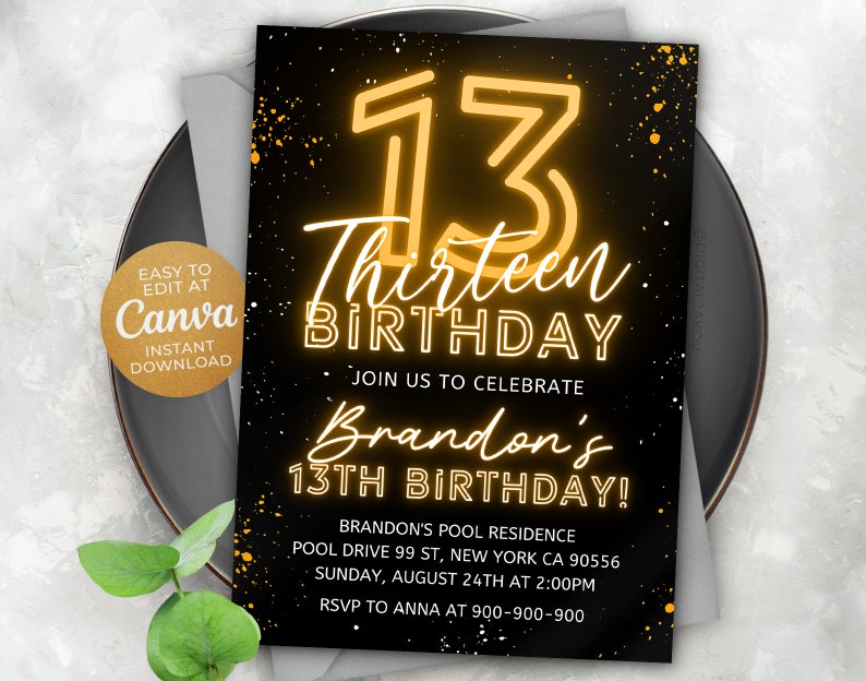 13th Boy Birthday Invitation, 13th Invitation, Official Teenager ...