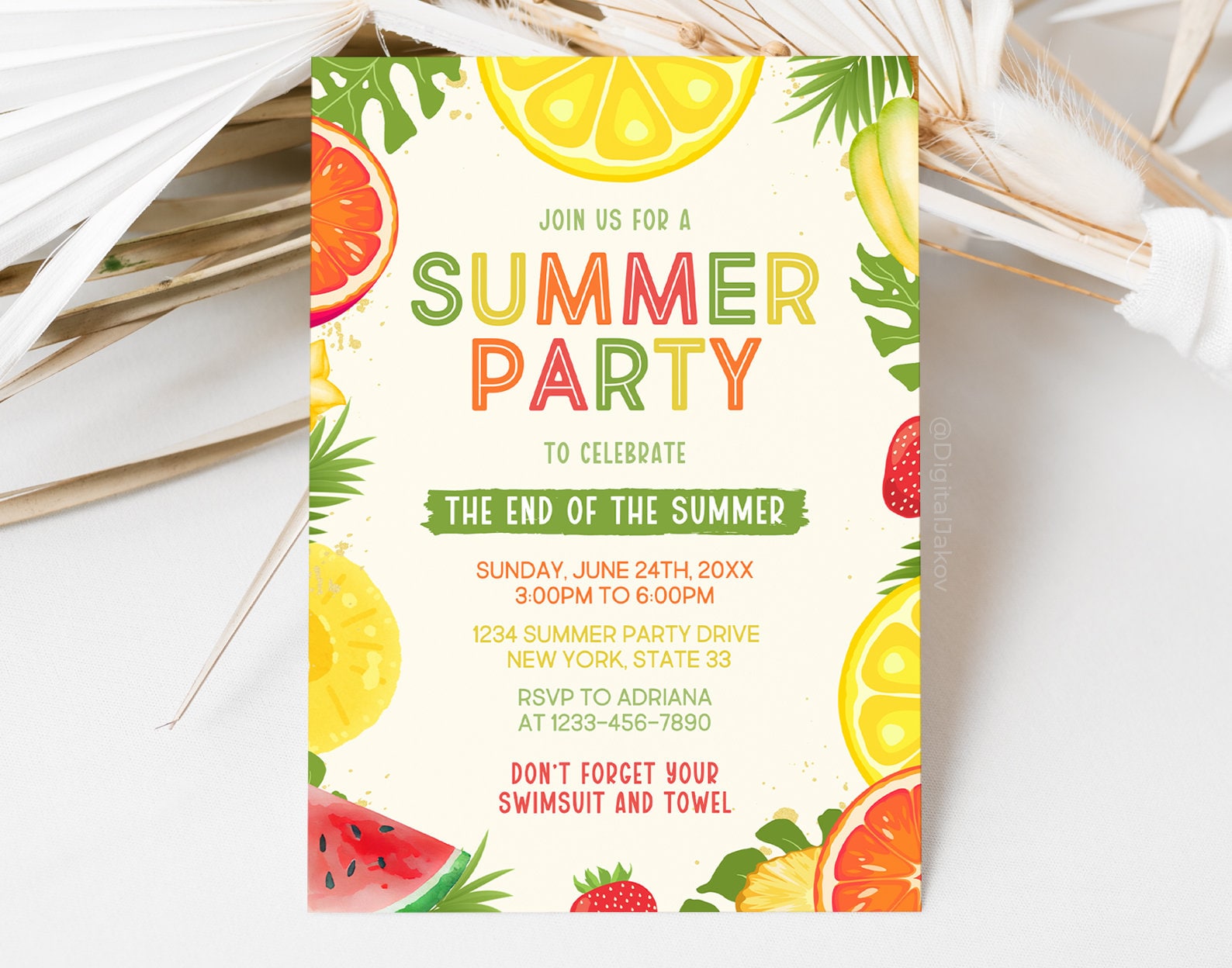 End of Summer Party Invitation, Summer Party Invitation, Summer Invites ...