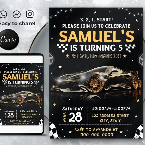 Lamborghini Birthday Invitation - Etsy