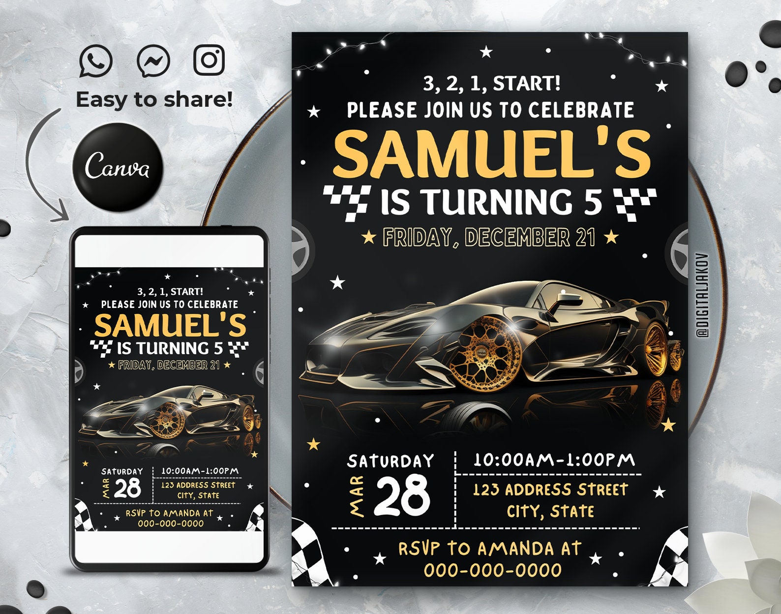 Editable Fast Cars Birthday Invitation Template Printable - Etsy