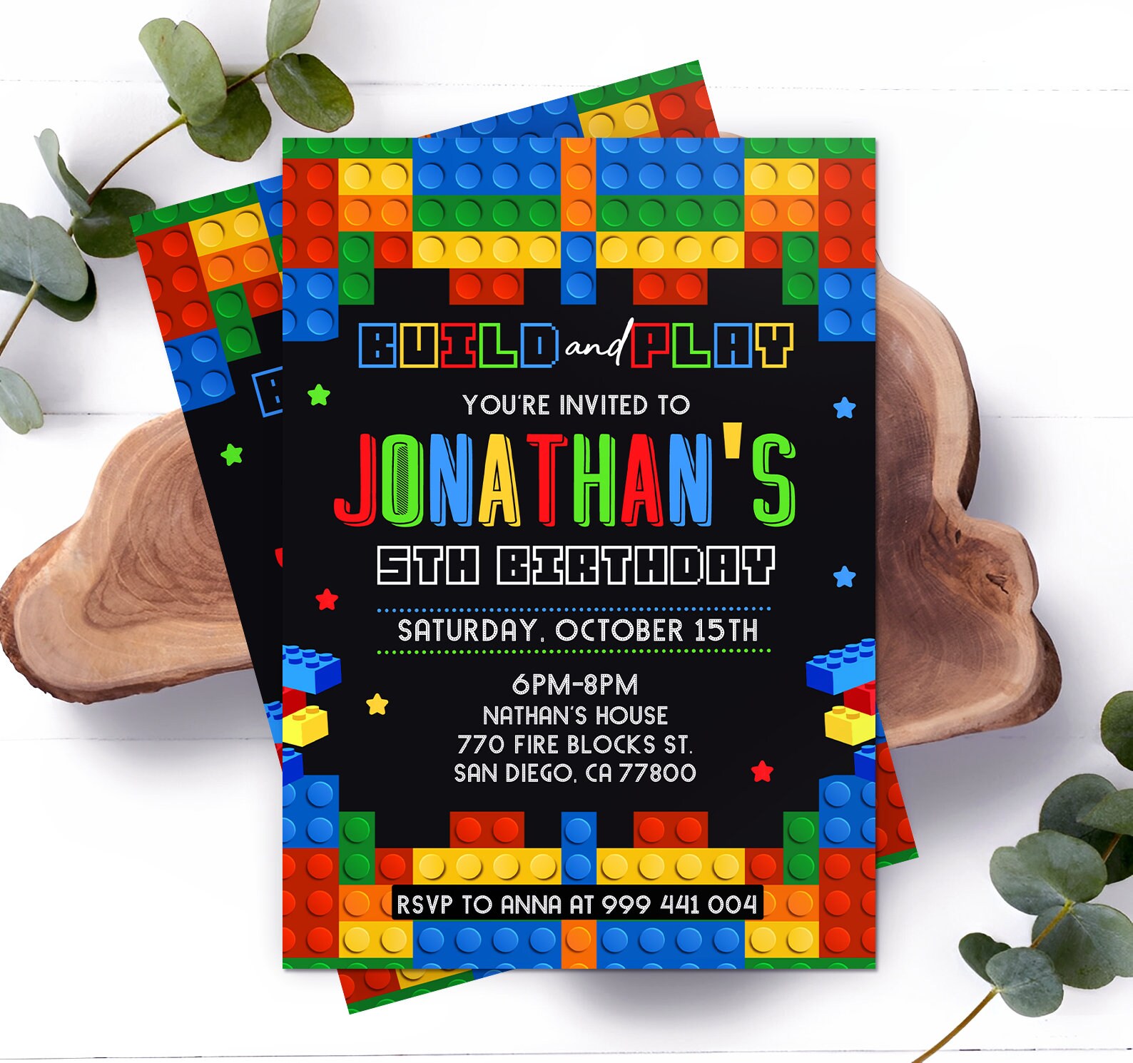 Editable Blocks Birthday Invitation Template Printable - Etsy