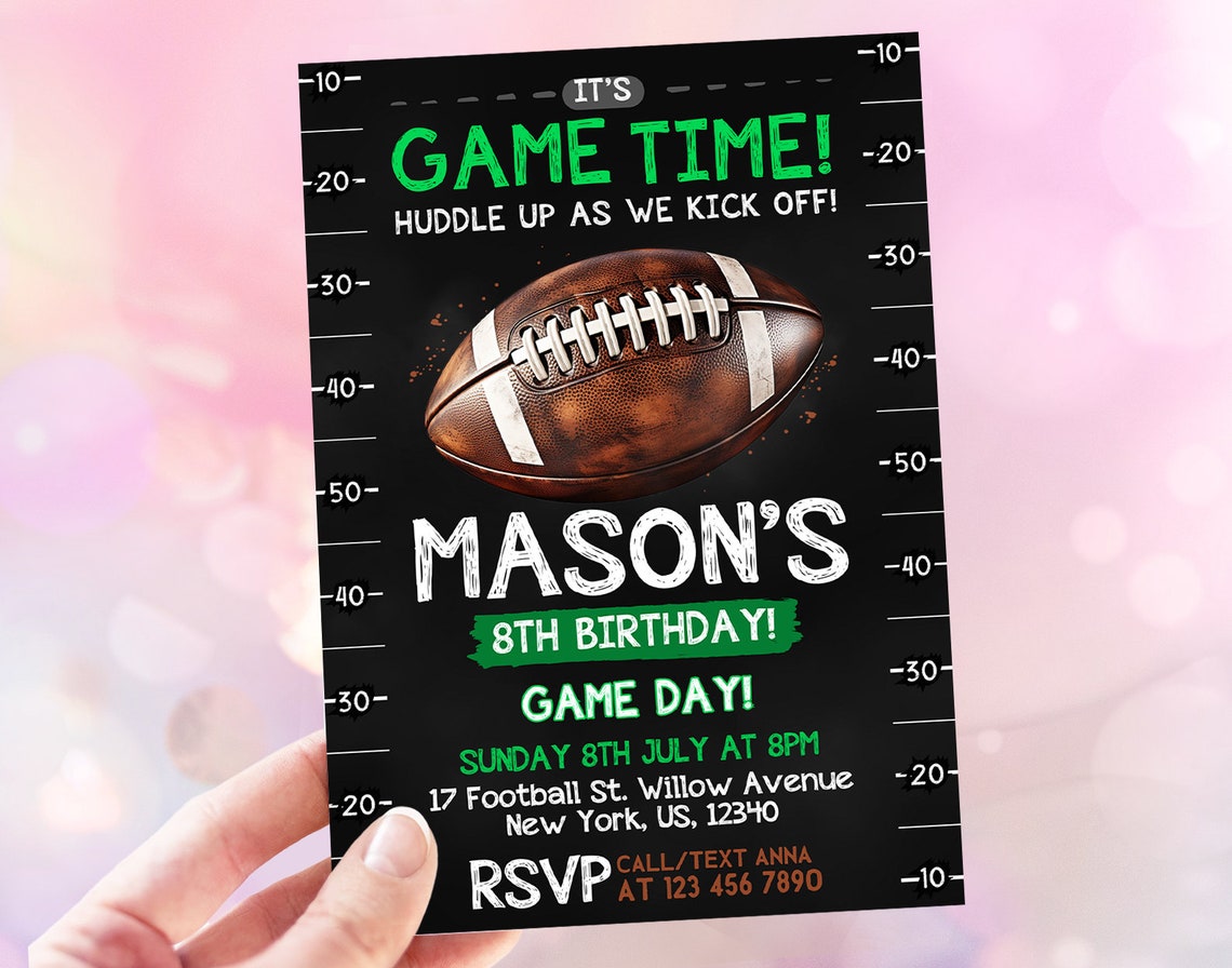 Football Invitation, Football Birthday Invitation Printable, Sports ...
