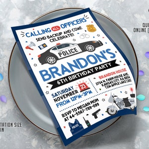 Editable Police Birthday Invitation Police Invitation - Etsy
