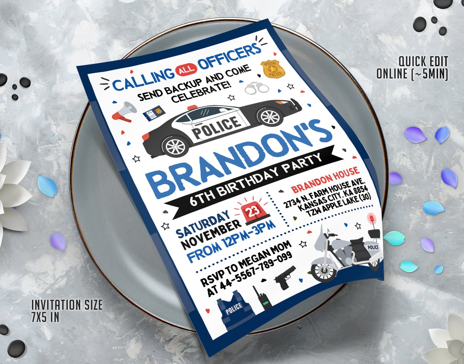 Editable Police Birthday Invitation Police Invitation - Etsy