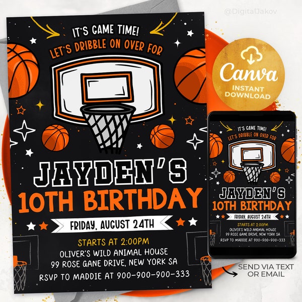 Basketball Birthday Invitations - Etsy