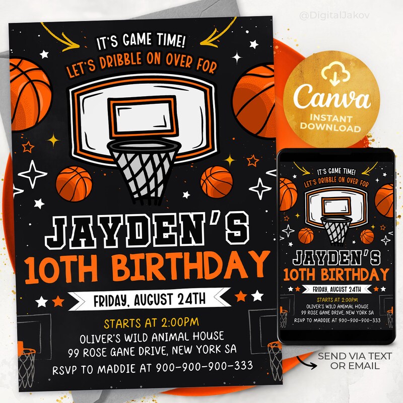 Basketball Birthday Invitations - Etsy