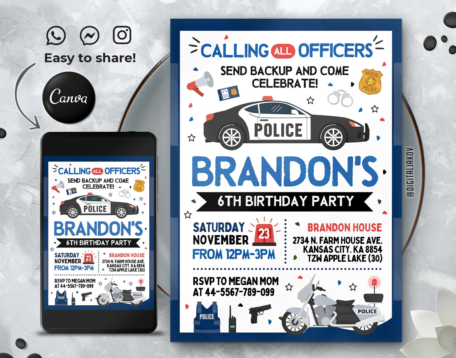 Editable Police Birthday Invitation Police Invitation - Etsy