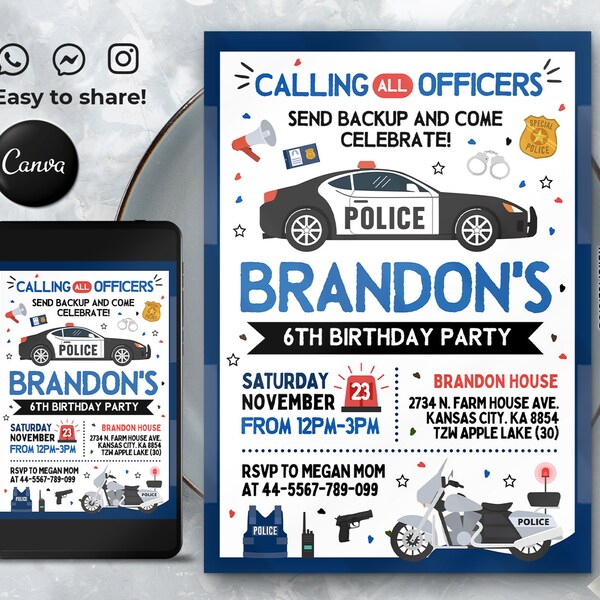 Police Invitations - Etsy