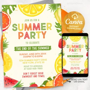End of Summer Party Invitation, Summer Party Invitation, Summer Invites ...