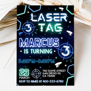 Editable Laser Tag Invitation Template, Printable Birthday Party ...