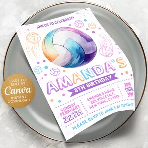 Volleyball Birthday Invitation, Volleyball Party Invite, Volleyball ...