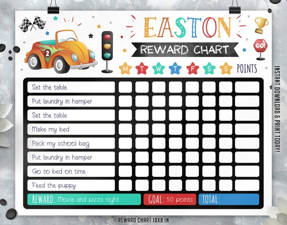 EDITABLE Cars Chart, Racing Behavior Chart, Chore Chart, Printable ...