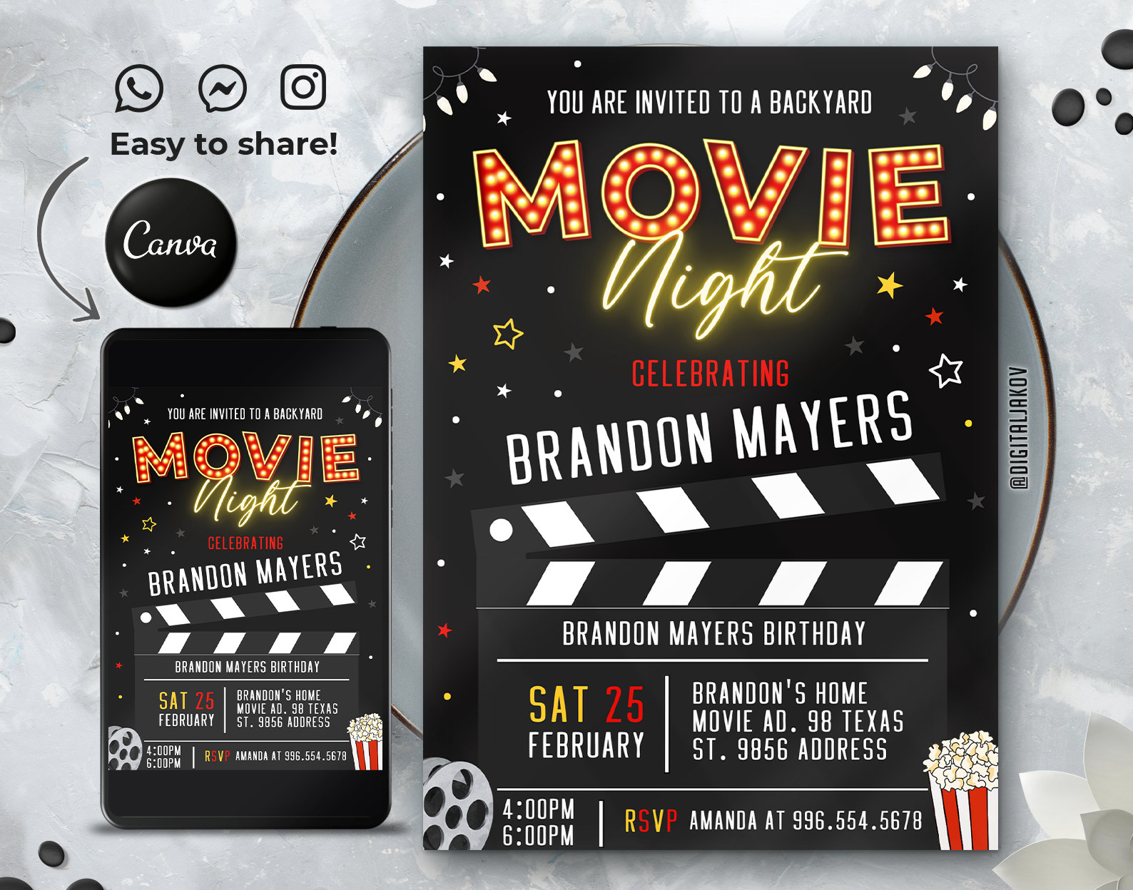 Editable Movie Birthday Invitation Printable Birthday Party - Etsy