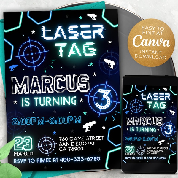 Laser Tag Birthday Invite Digital - Etsy