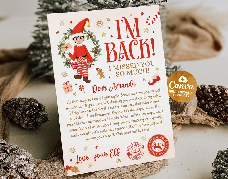 Editable Elf Letter, Elf Arrival Letter, Elf Return Letter, Elf I'm ...