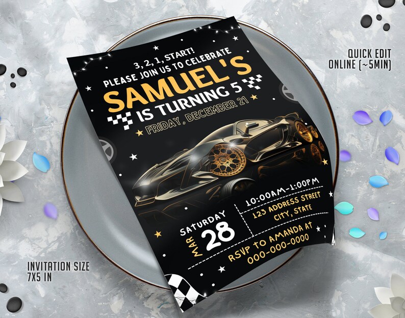Editable Fast Cars Birthday Invitation Template Printable - Etsy
