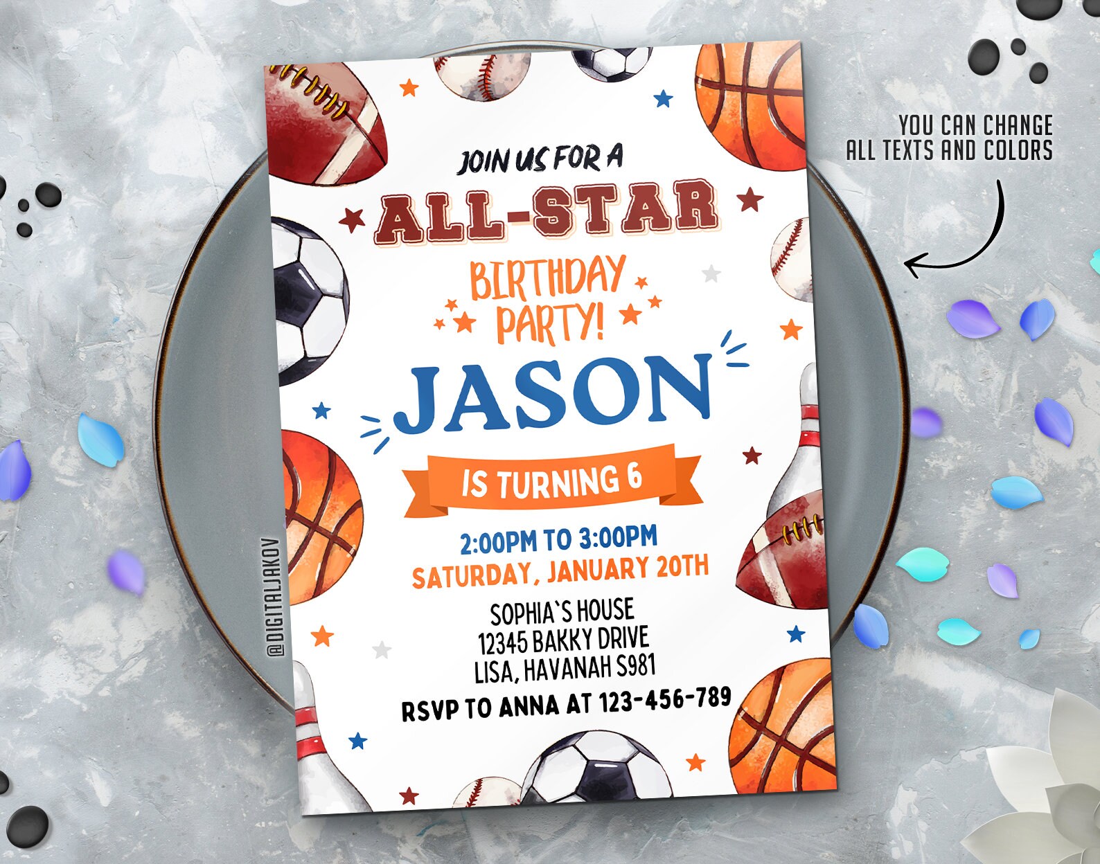 Editable Sports Birthday Invitation Template Printable - Etsy