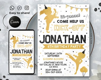 Editable Karate Invitation Template, Printable Birthday Party ...