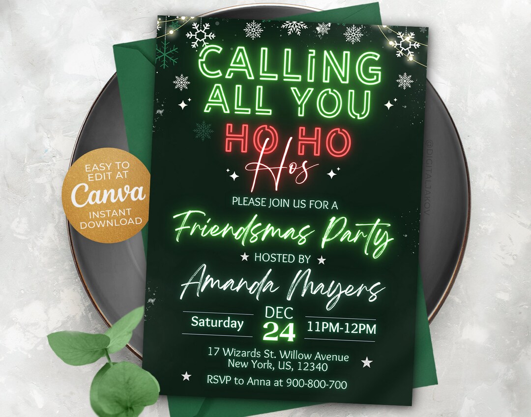 Funny Christmas Invitation, Friendsmas Invitation Template, Girls Night ...