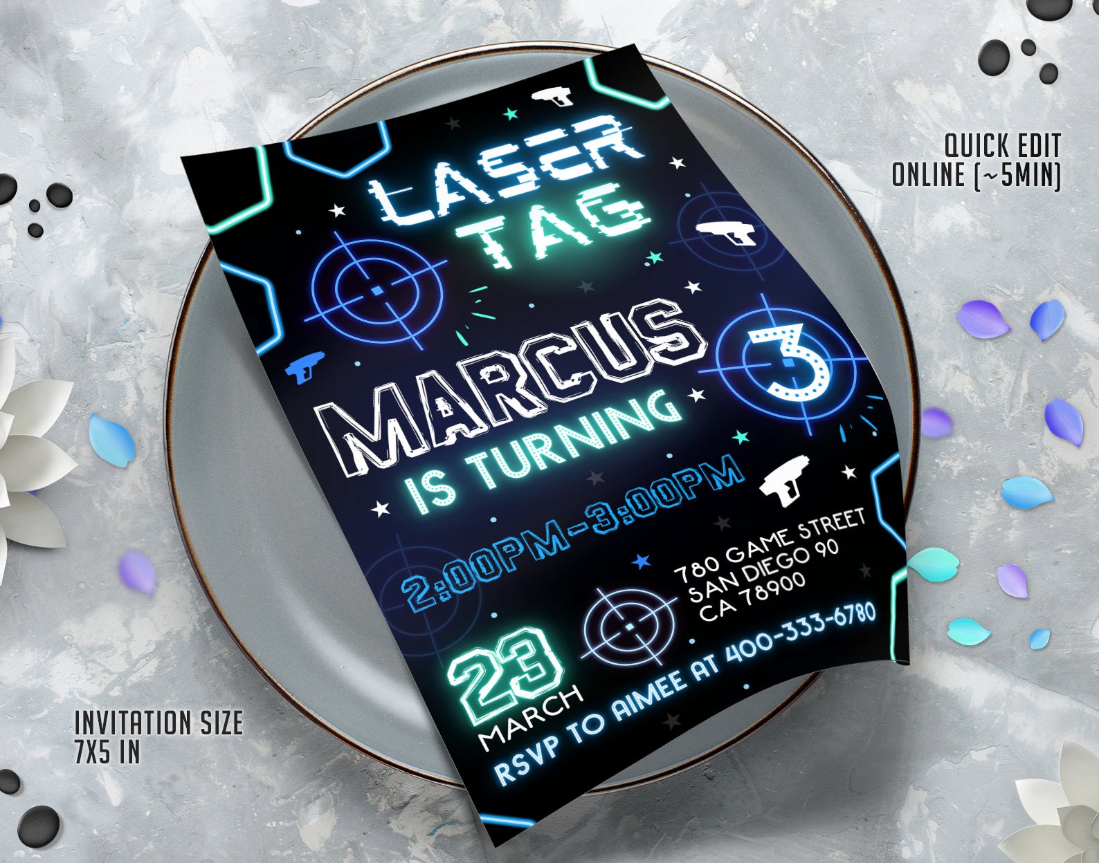 Editable Laser Tag Invitation Template Printable Birthday - Etsy