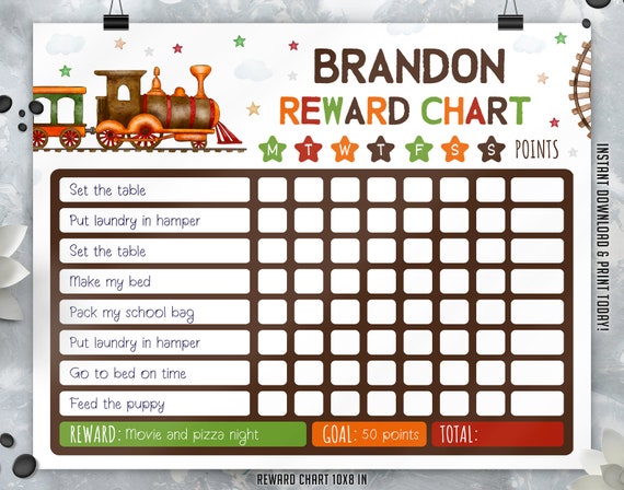 EDITABLE Train Chart, Train Behavior Chart, Chore Chart, Printable ...