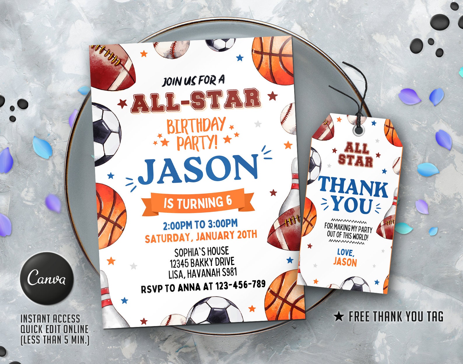 Editable Sports Birthday Invitation Template Printable - Etsy