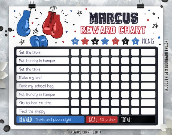 EDITABLE Boxing Chart, Boxing Behavior Chart, Chore Chart, Printable ... EDITABLE Boxing Chart, Boxing Behavior Chart, Chore Chart, Printable ...