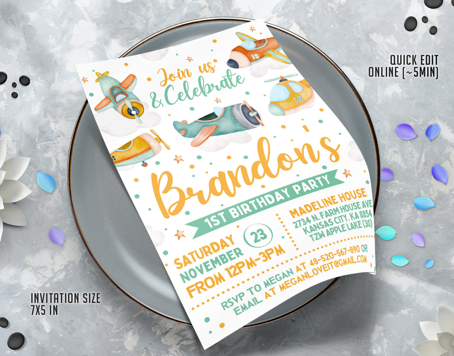 Editable Airplane Birthday Invitation Airplane Invitation - Etsy