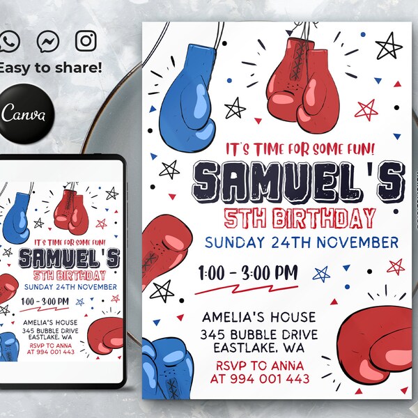 Boxing Party Invitation - Etsy
