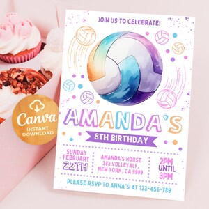 Volleyball Birthday Invitation, Volleyball Party Invite, Volleyball ...