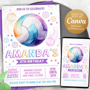 Volleyball Birthday Invitation, Volleyball Party Invite, Volleyball ...