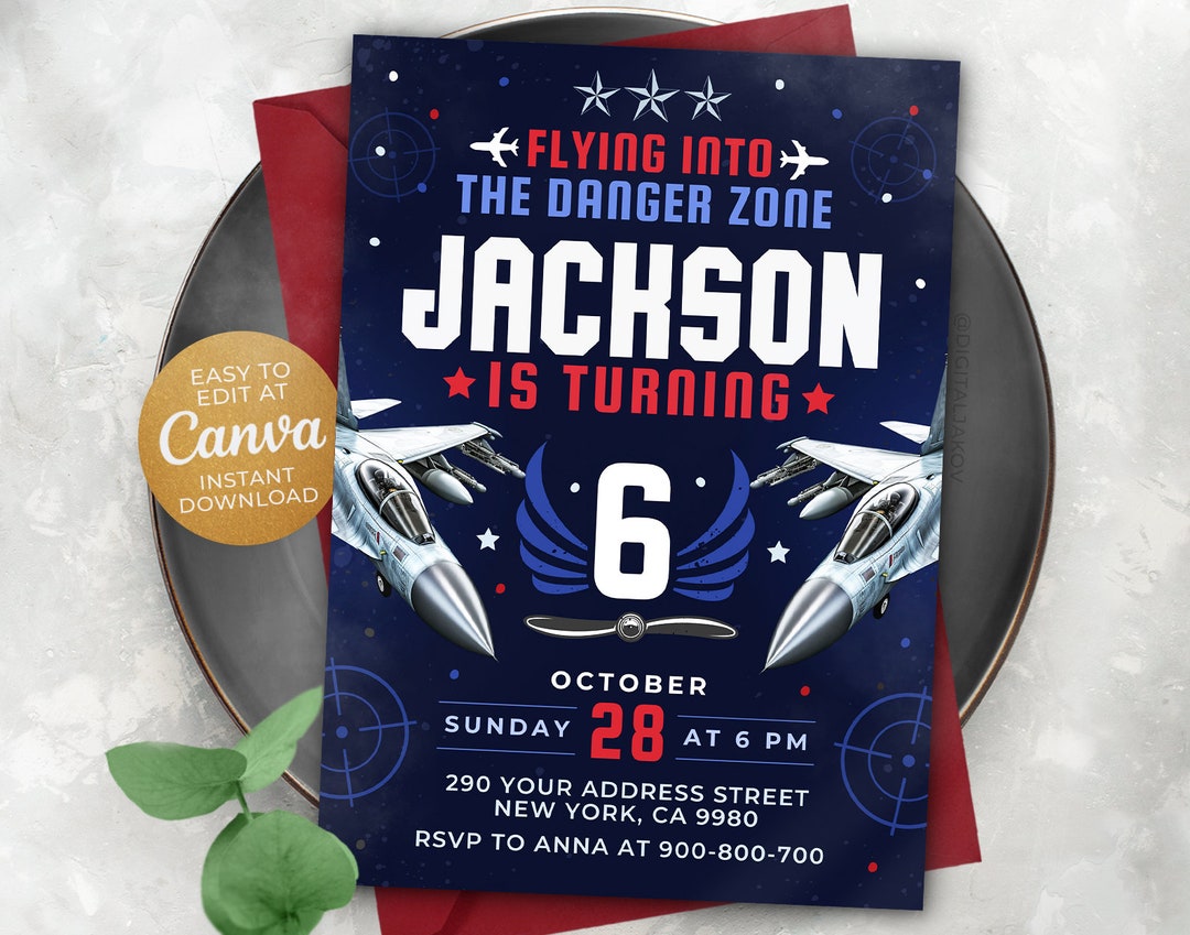 Editable Fighter Pilot Birthday Invitation Fighter Jet Pilot - Etsy