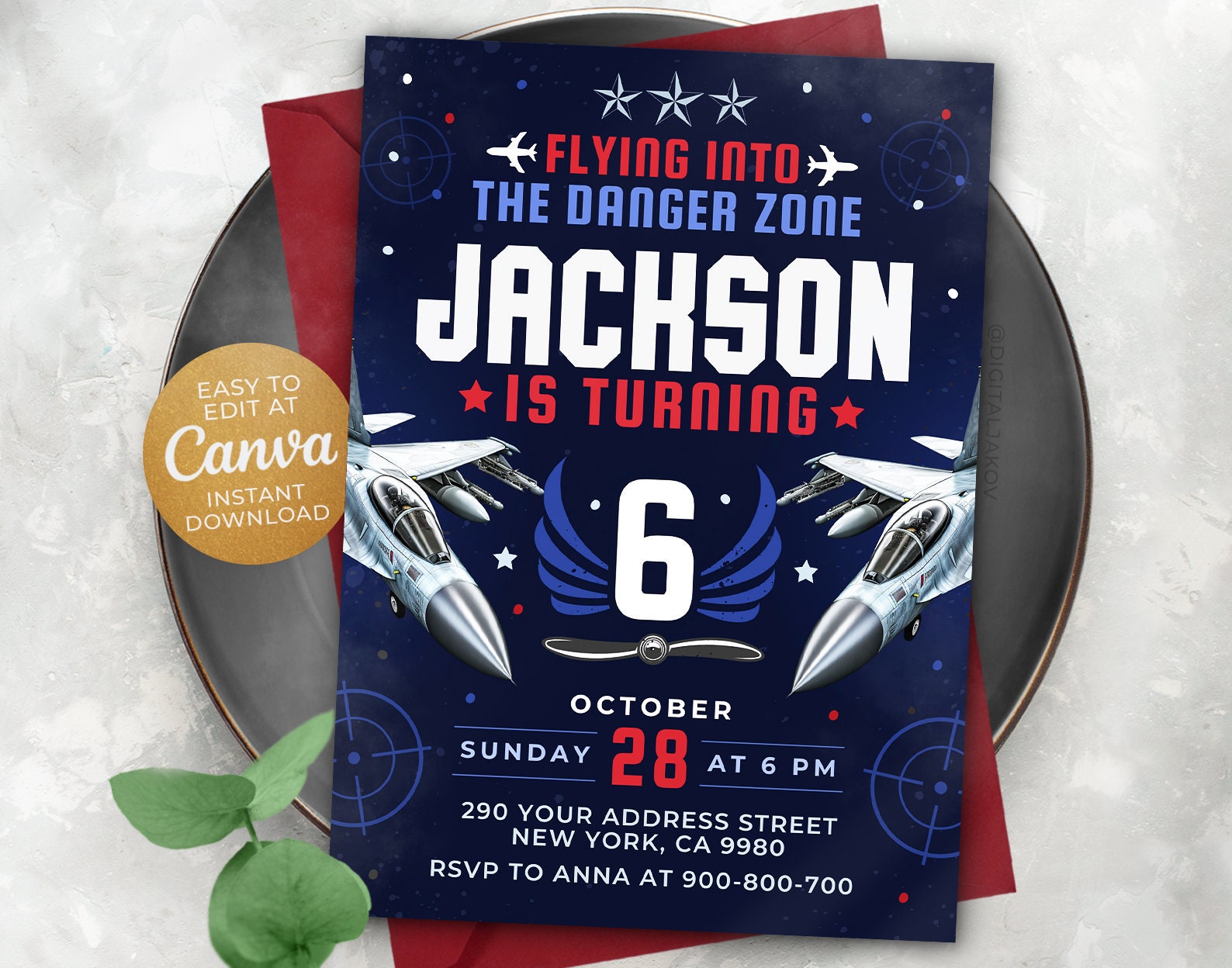 Editable Fighter Pilot Birthday Invitation Fighter Jet Pilot - Etsy