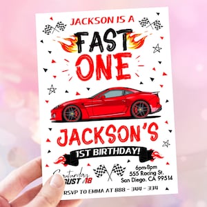 Fast One Birthday Invitation Template, Printable Birthday Party ...