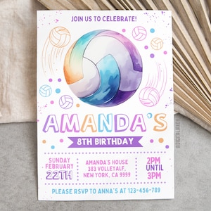 Volleyball Birthday Invitation, Volleyball Party Invite, Volleyball ...