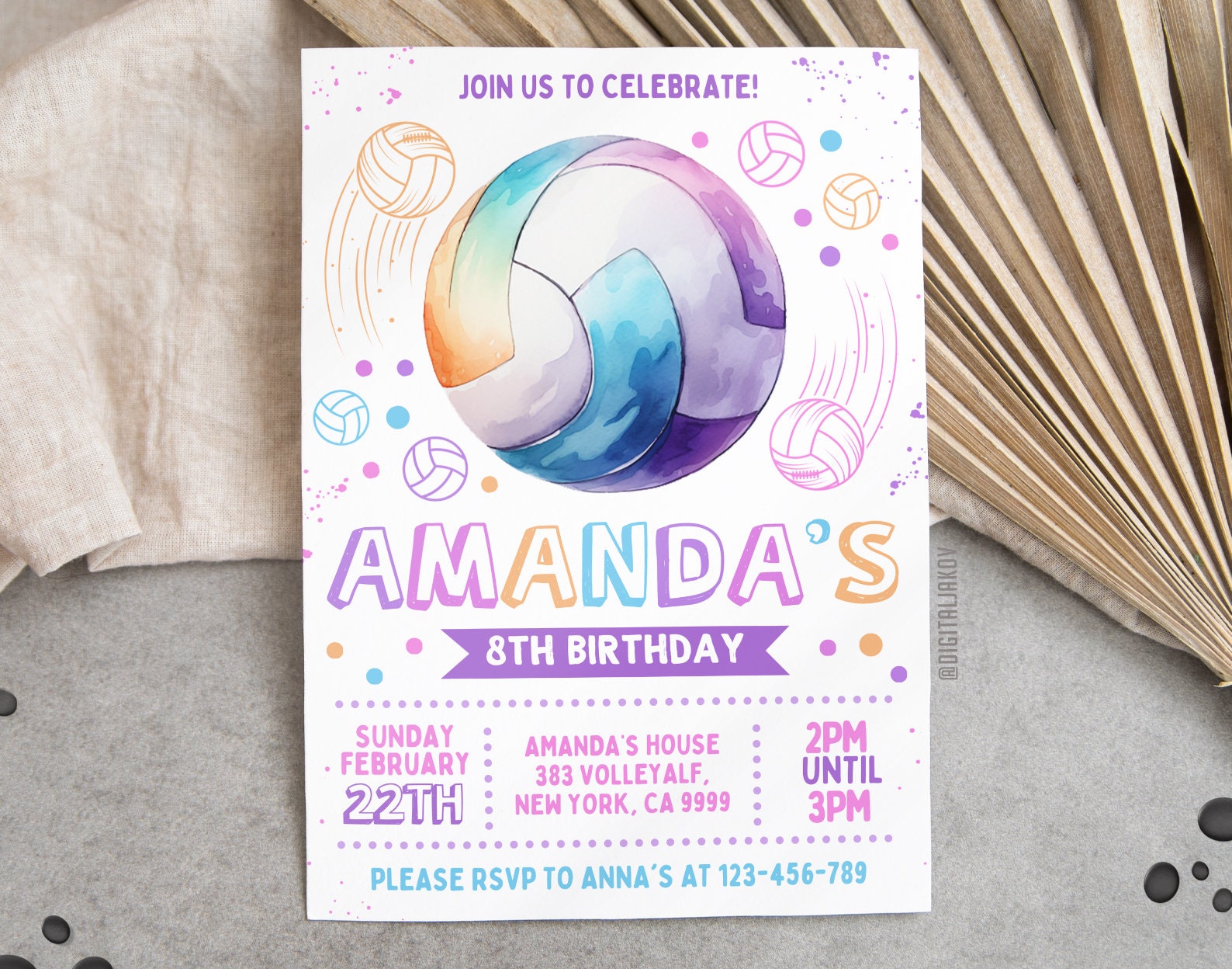 Volleyball Birthday Invitation, Volleyball Party Invite, Volleyball ...