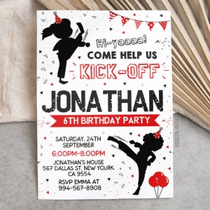 Editable Karate Invitation Template, Printable Birthday Party ...